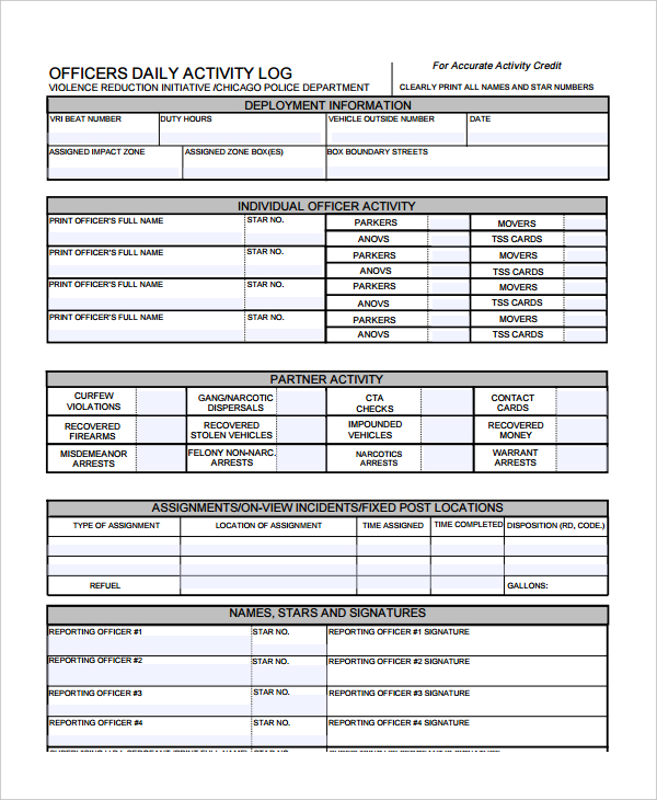 17 Free Activity Log Template Word Excel PDF Documents Download 