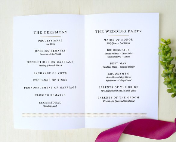 Free Downloadable Wedding Program Template Pdf Likospocket
