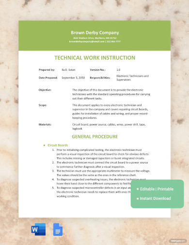 30+ Work Instruction Templates - Free Sample, Example Format