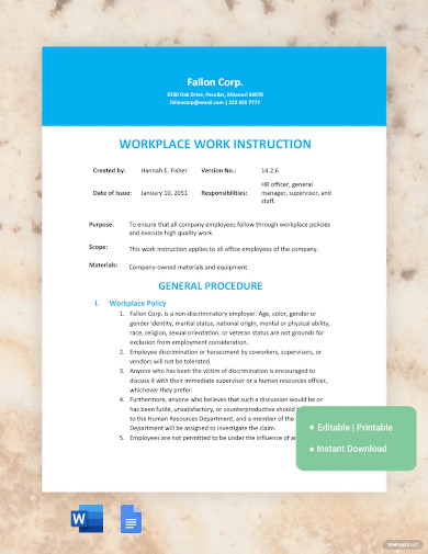 30+ Work Instruction Templates - Free Sample, Example Format