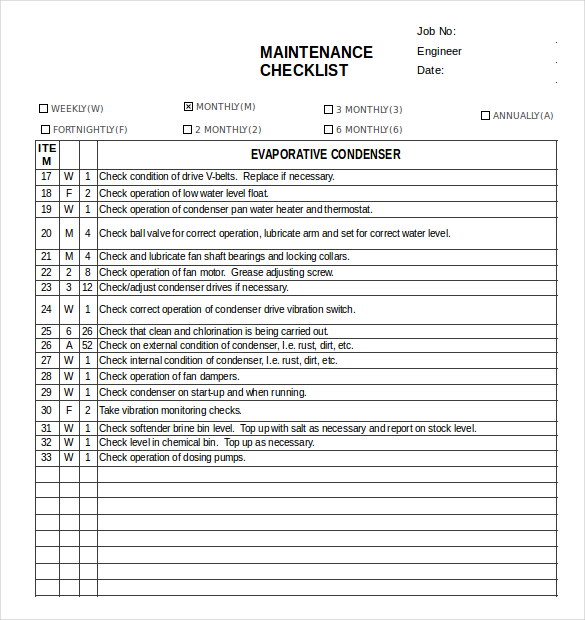 32+ Maintenance Checklist Templates - Word, PDF, Google Docs