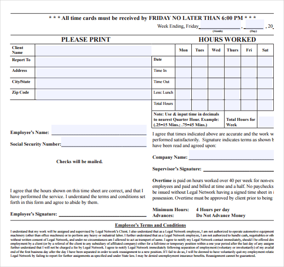 12+ Legal and Lawyer Timesheet Templates – PDF, Word, Excel