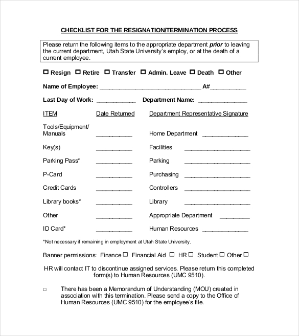 Termination Checklist Template - 26+ Free Word, Excel, PDF Documents ...