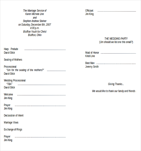 Wedding Program Templates – 15+ Free Word, PDF, PSD Documents Download