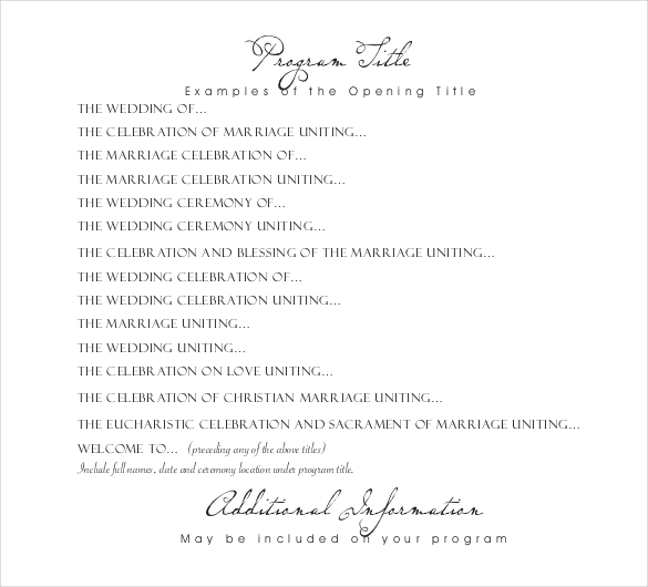 Wedding Program Templates – 15+ Free Word, PDF, PSD Documents Download