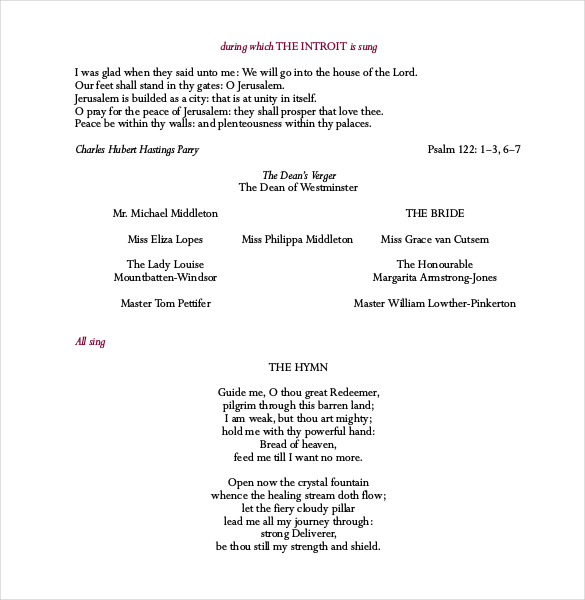 Wedding Program Templates – 15+ Free Word, PDF, PSD Documents Download