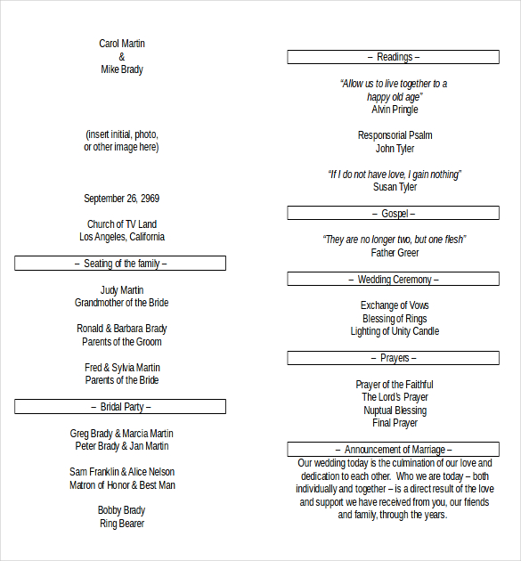 Wedding Program Templates – 15+ Free Word, PDF, PSD Documents Download