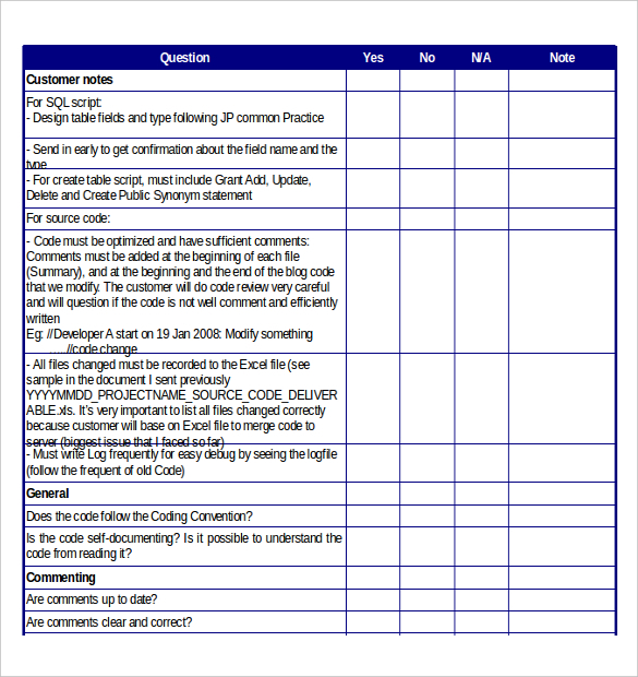 Simple Checklist Excel Template
