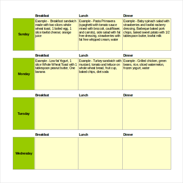 Menu Planning Template Word Great Professional Template