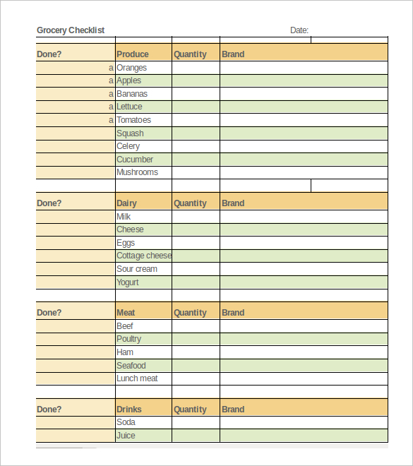 Grocery Checklist Template - 14+ Word, Excel, PDF Documents Download!