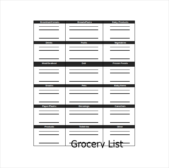 Grocery Checklist Template - 14+ Word, Excel, PDF Documents Download!