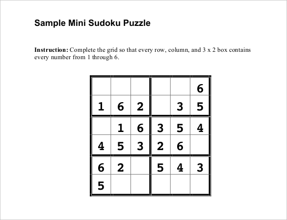 Prinable Sudoku Templates 15 Free Word PDF Documents Download 