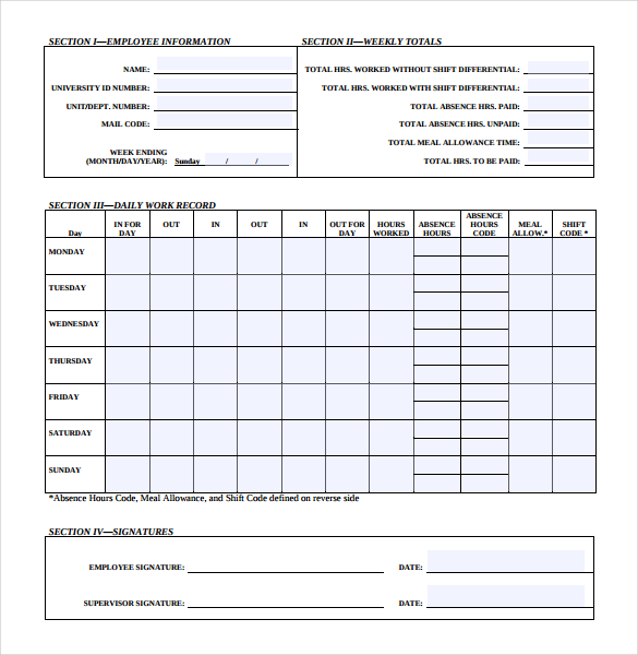Numbers Timesheet Template