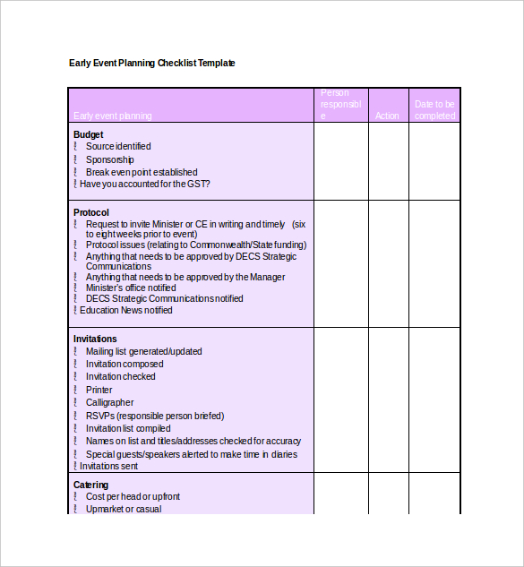 23+ Event Checklist Templates - Word, PDF, Google Docs