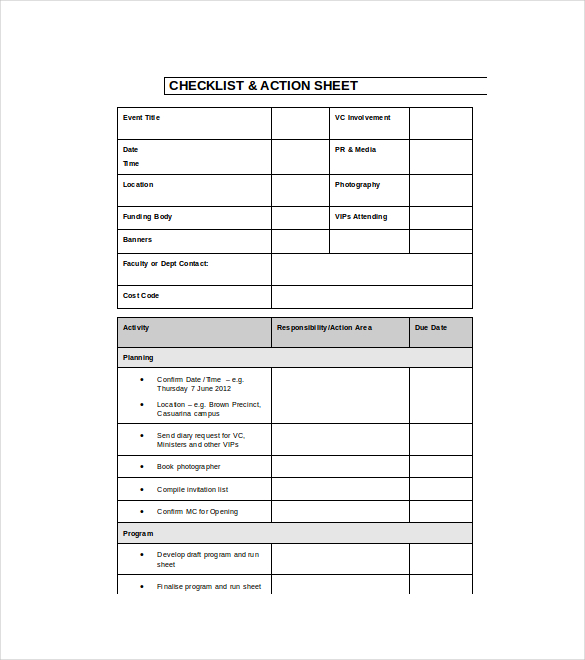 23+ Event Checklist Templates - Word, PDF, Google Docs