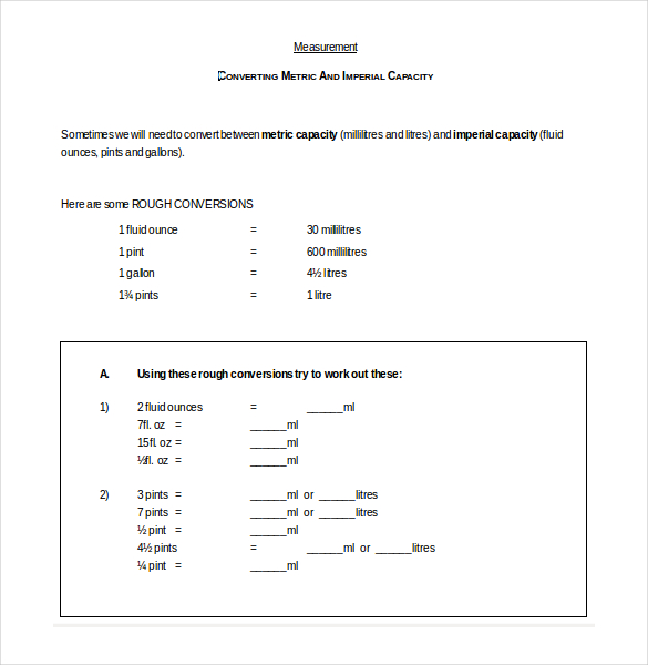 Metric Conversion Chart Templates – 14+ Word, Excel, PDF Documents Download