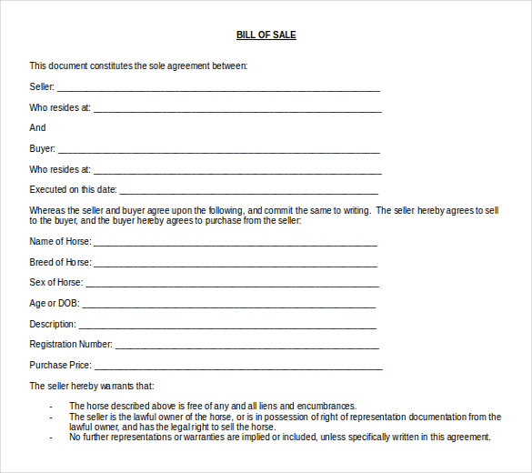 11+ Microsoft Word Bill of Sale Templates