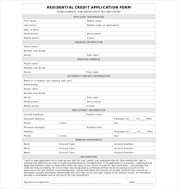 20+ Credit Application Templates - Google Docs, Apple Pages, Word ...