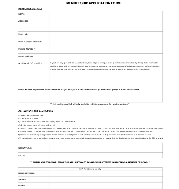 15+ Membership Application Templates – Free Sample, Example, Format ...