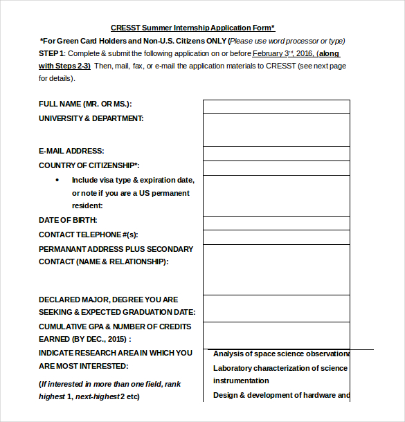 19+ Internship Application Templates in Google Docs | Word | Outlook ...