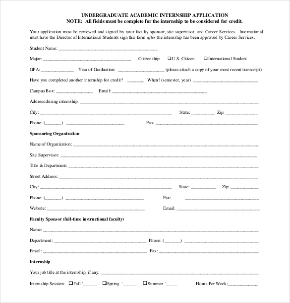 19+ Internship Application Templates in Google Docs | Word | Outlook ...