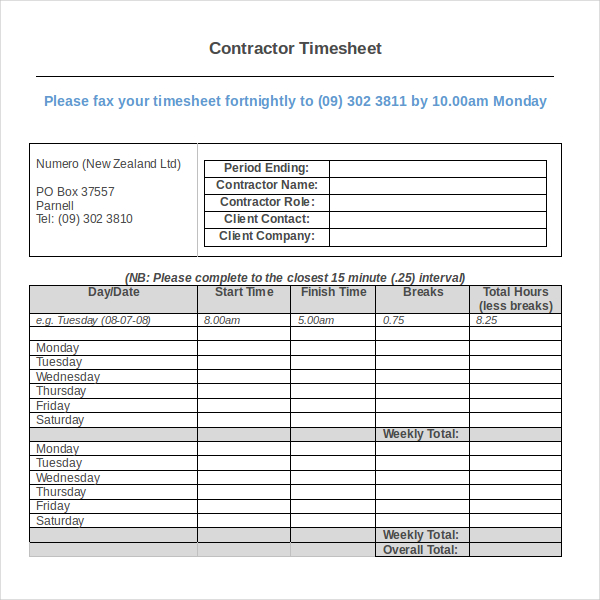 Construction Timesheet Template Excel HQ Template Documents