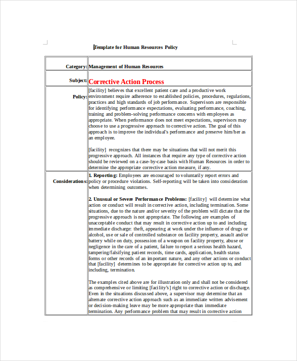HR Policy Template 20 Free Word Excel PDF Documents Download