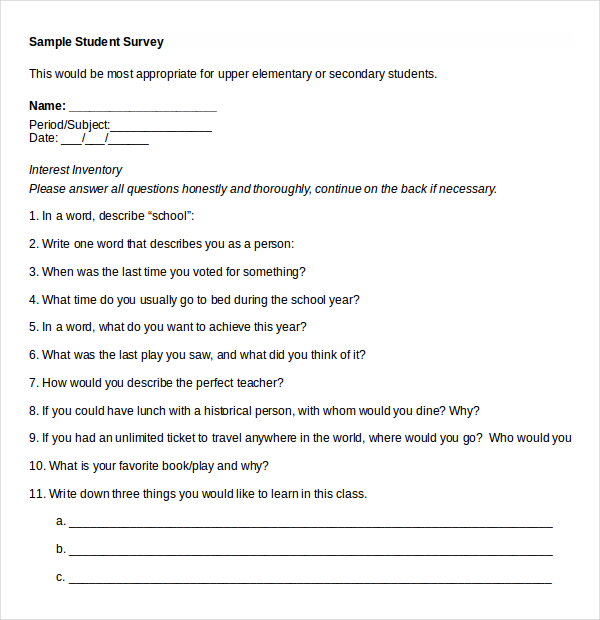 18+ Student Survey Templates & Samples - DOC, PDF, Excel