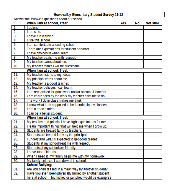19 Student Survey Templates Free Sample Example Format Download 