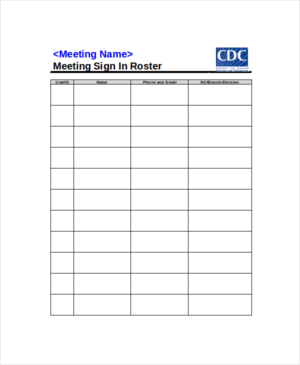 Attendance Roster Template - 7+ Free Word, PDF Documents Download
