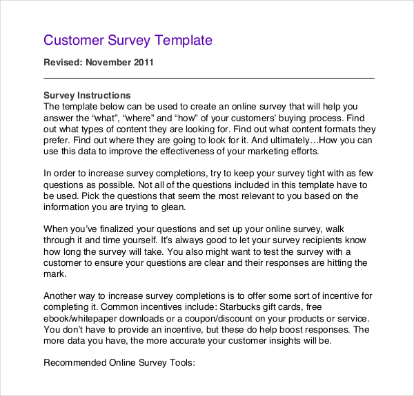 14+ Customer Survey Templates – DOC, PDF