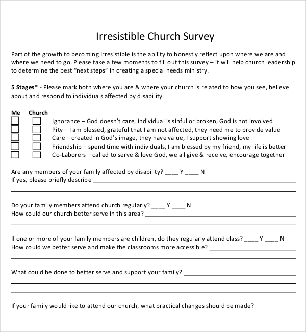 14+ Church Survey Templates – PDF, Word