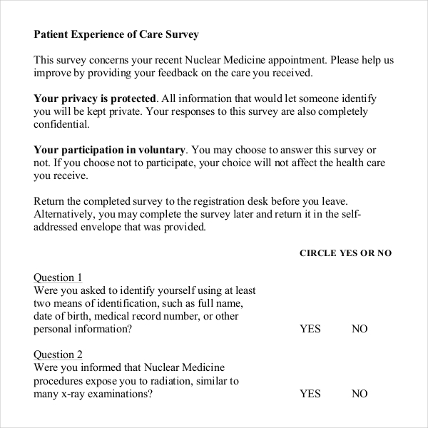 14+ Patient Survey Templates – PDF, Word
