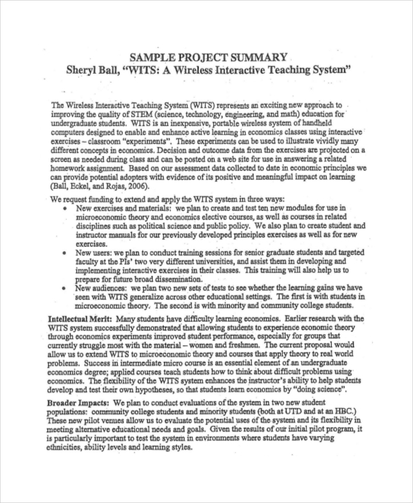 12+ Project Summary Templates - Free Word, PDF Document Download