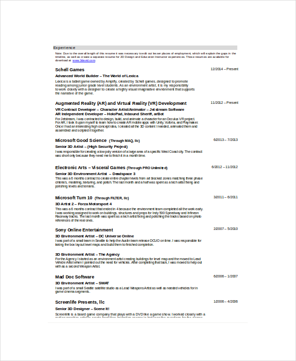 Animator Resume Template - 7+ Free Word, PDF Documents Download