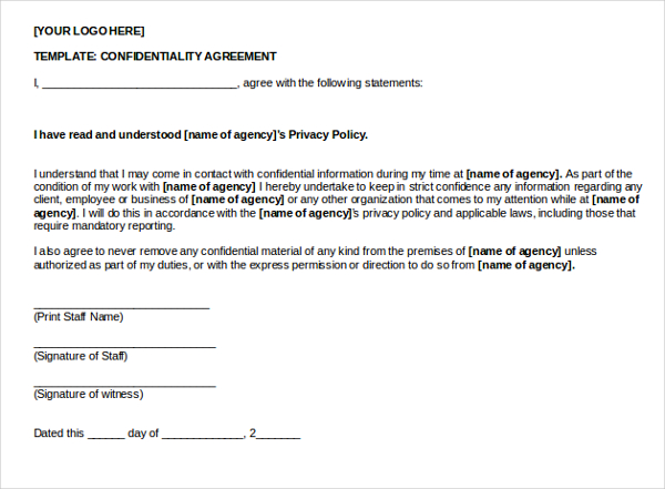 Basic Confidentiality Agreement – 18+ Free Word, PDF Documents Download