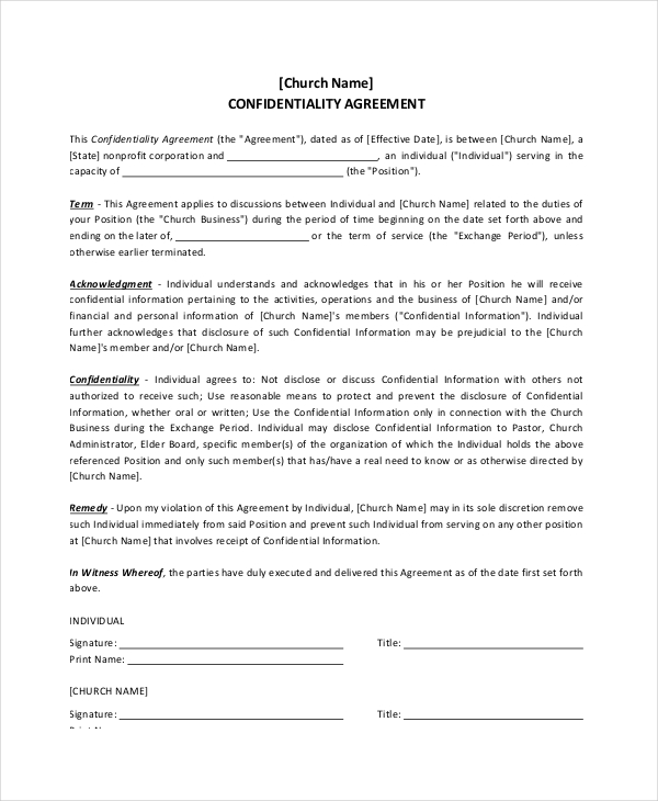 Pastor Severance Agreement Template HQ Printable Documents
