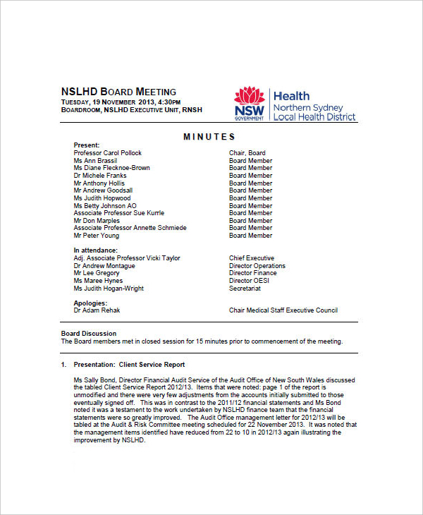 13+ Meeting Minute Templates - Free Sample, Example, Format