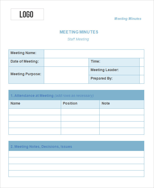 Printable Meeting Notes Template