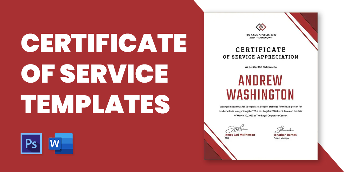 Certificate Of Service Template Free