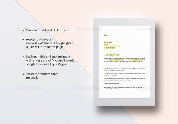 35+ Quotation Templates - Free Sample, Example, Format | Free & Premium ...