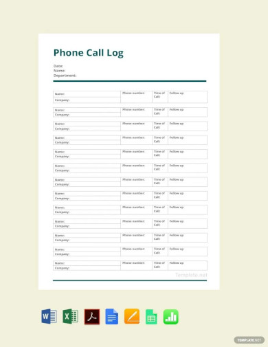 Phone Log Template - 10+ Word, PDF Documents Download