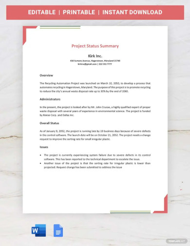 12+ Project Summary Templates - Free Word, PDF Document Download