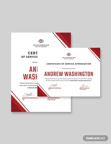 Certificate of Service Template - 15+ Word, PDF, PSD, AI, InDesign ...