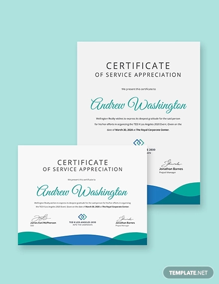 Certificate of Service Template - 15+ Word, PDF, PSD, AI, InDesign ...