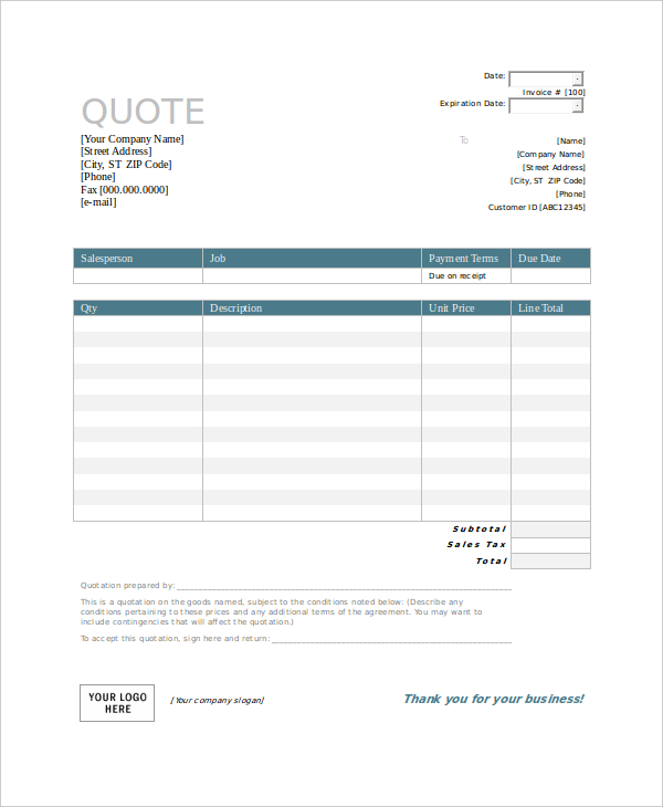 57+ Quotation Templates - PDF, DOC, Excel