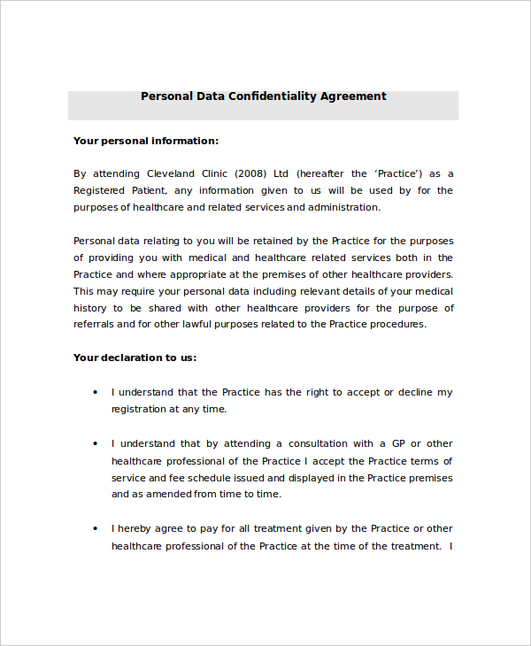 10+ Personal Confidentiality Agreement Templates - DOC, PDF