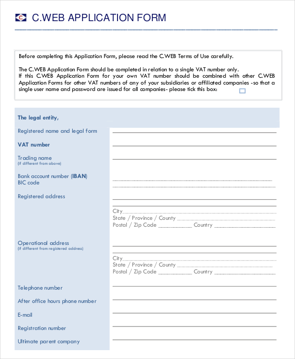 9+ Application Template - Word, PDF