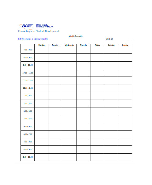 Free 28+ Timetable Template - Sample, Example, Format