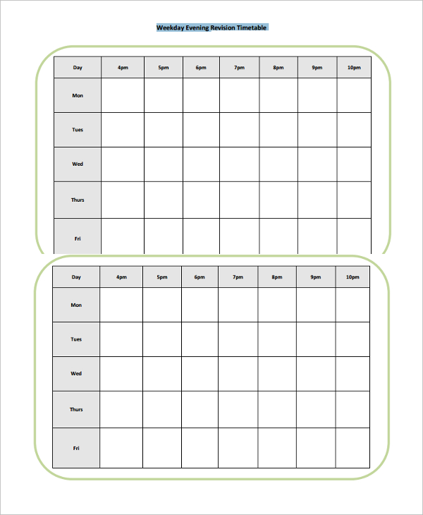 28 Timetable Template Sample Example Format